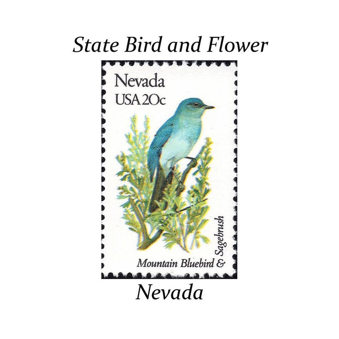 Five 20c NEVADA State Bird and Flower Stamp | Vintage Unused US Postage ...