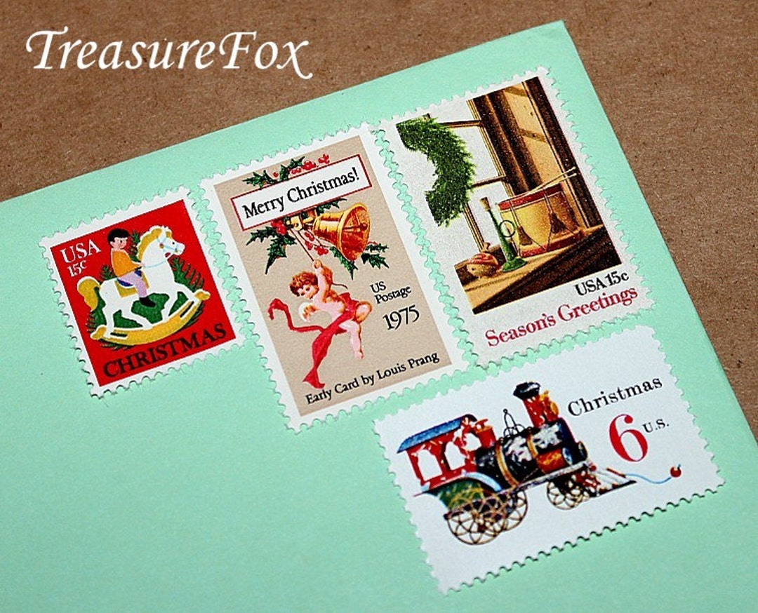 Christmas Postage Stamps .. Christmas TOYS .. Vintage Unused Postage ...