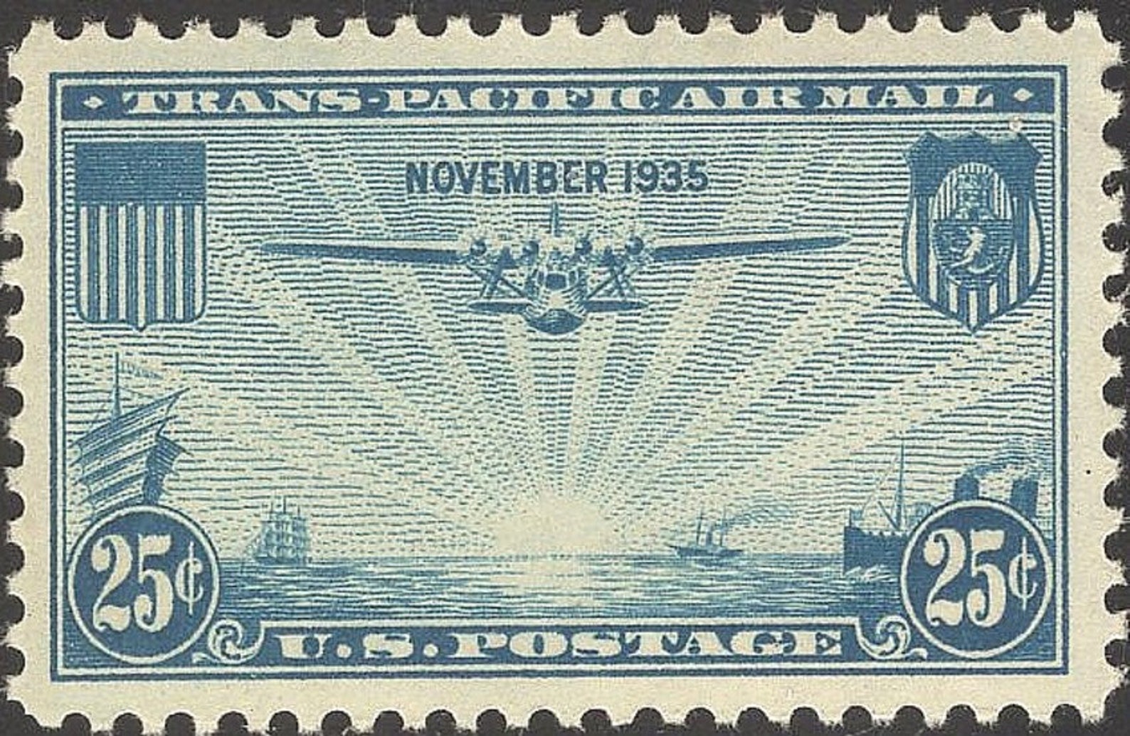 FIVE 25c China Clipper Airmail Stamp Scott C20 .. Pack of 5 - Etsy