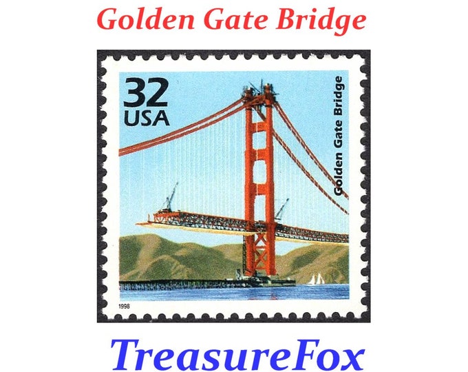 Five 32c Golden Gate Bridge Stamps .. Unused US Postage Stamps ...