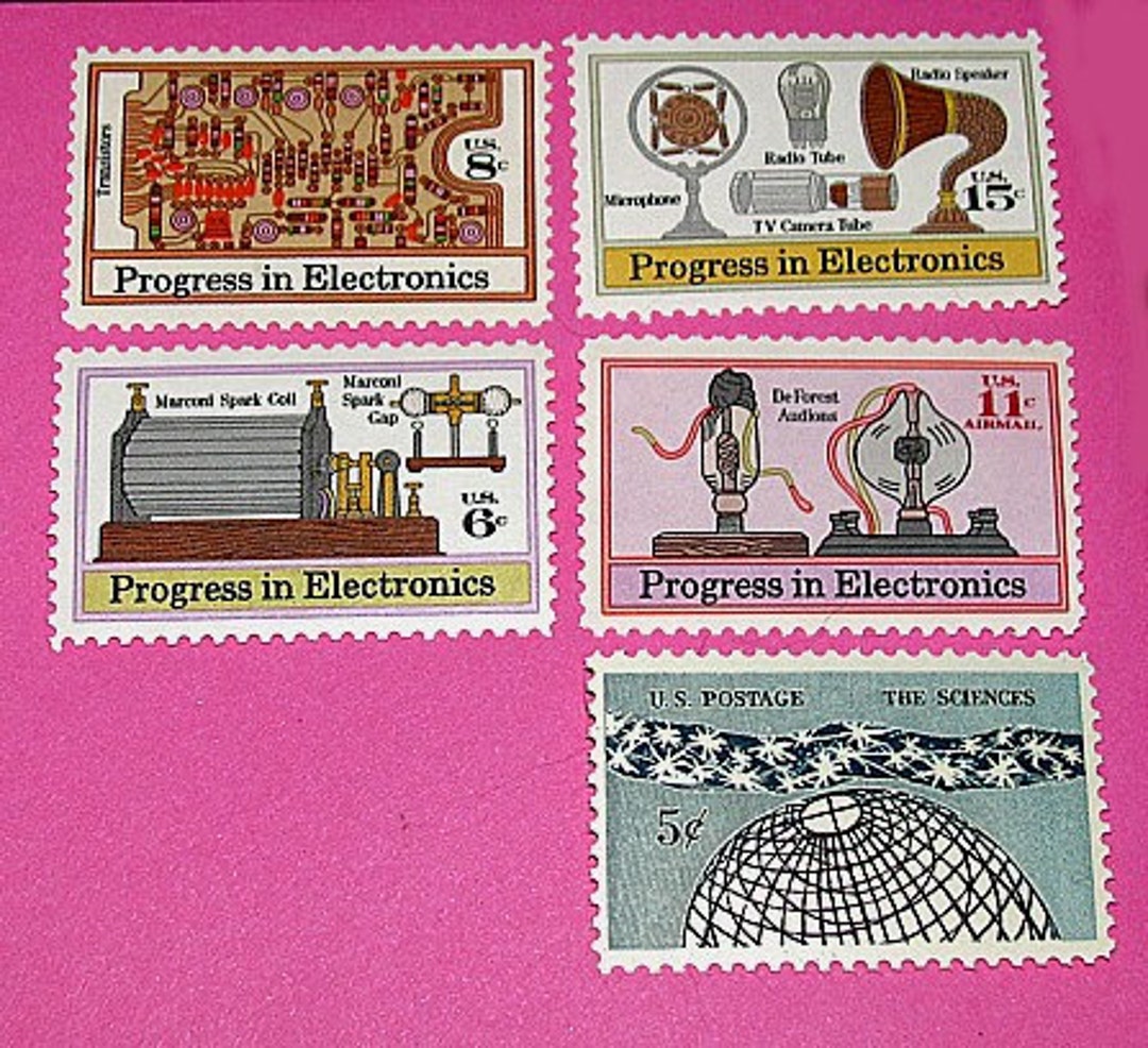 Electronic Progress .. Unused Vintage Postage Stamps .. Enough to Mail ...