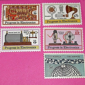 Electronic Progress .. Unused Vintage Postage Stamps .. Enough to Mail ...