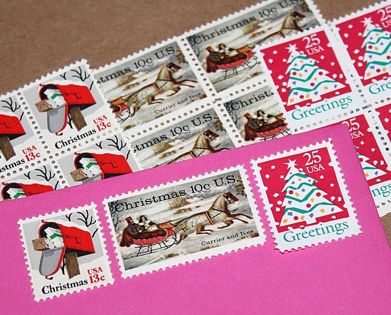 CHRISTMAS Postage Stamps .. Let It Snow Theme .. Vintage | Etsy