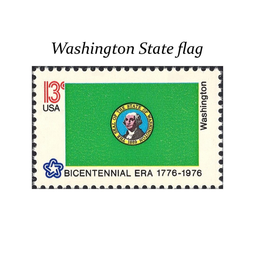 TEN 13c Washington State Flag Stamp | Vintage Unused US Postage Stamps ...