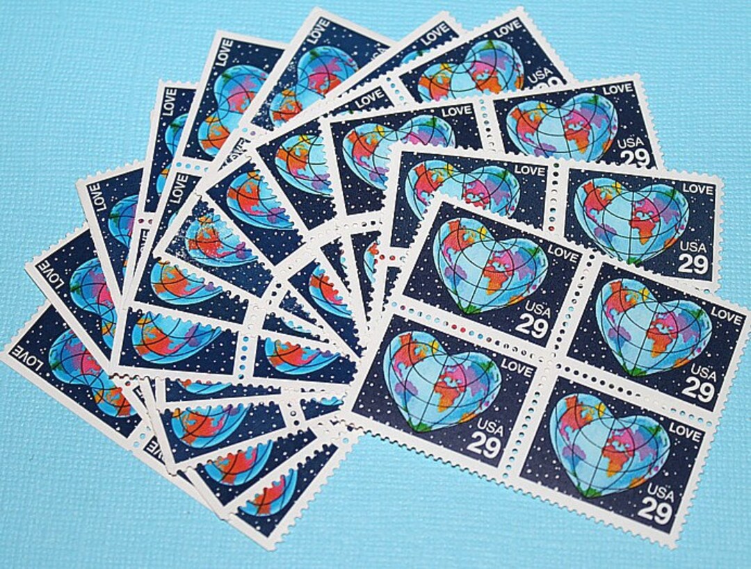 LOVE Stamp 29c Heart Shaped EARTH .. Set of 50 .. Unused Vintage ...
