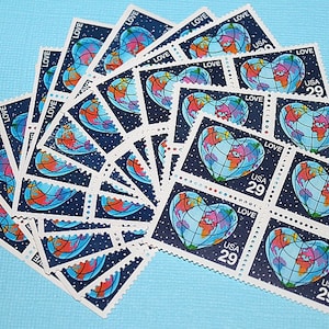 LOVE Stamp 29c Heart Shaped EARTH .. Set of 50 .. Unused Vintage ...