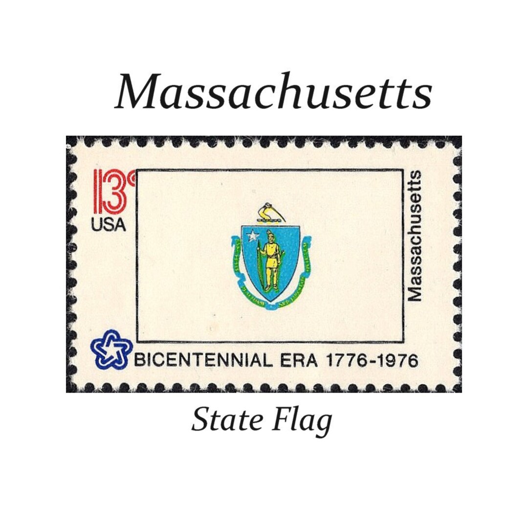 TEN 13c Massachusetts State Flag Stamp | Vintage Unused US Postage ...