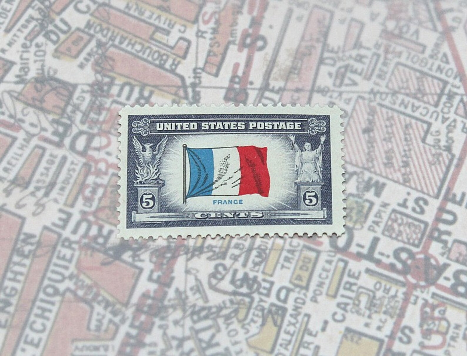 TEN 5c Flag of France .. Unused US Postage Stamps .. From the Overrun ...