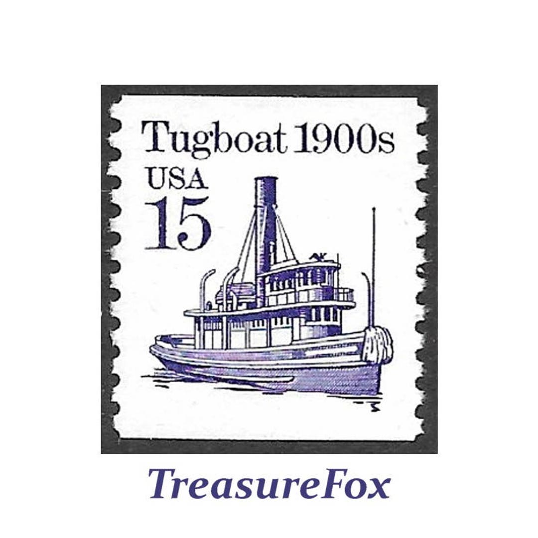 TEN 15c Tugboat Stamp 1900s Transportation Coil Series .. Unused US ...