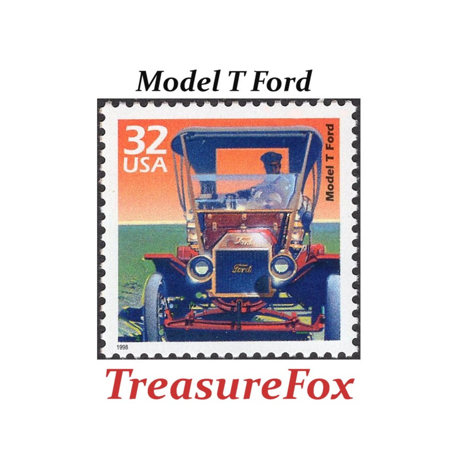 Five 32c Model T Ford Stamps .. Unused US Postage Stamps .. Henry Ford ...