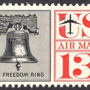TEN 13c Liberty Bell Airmail Stamp .. Pack of 10 Vintage Unused US ...