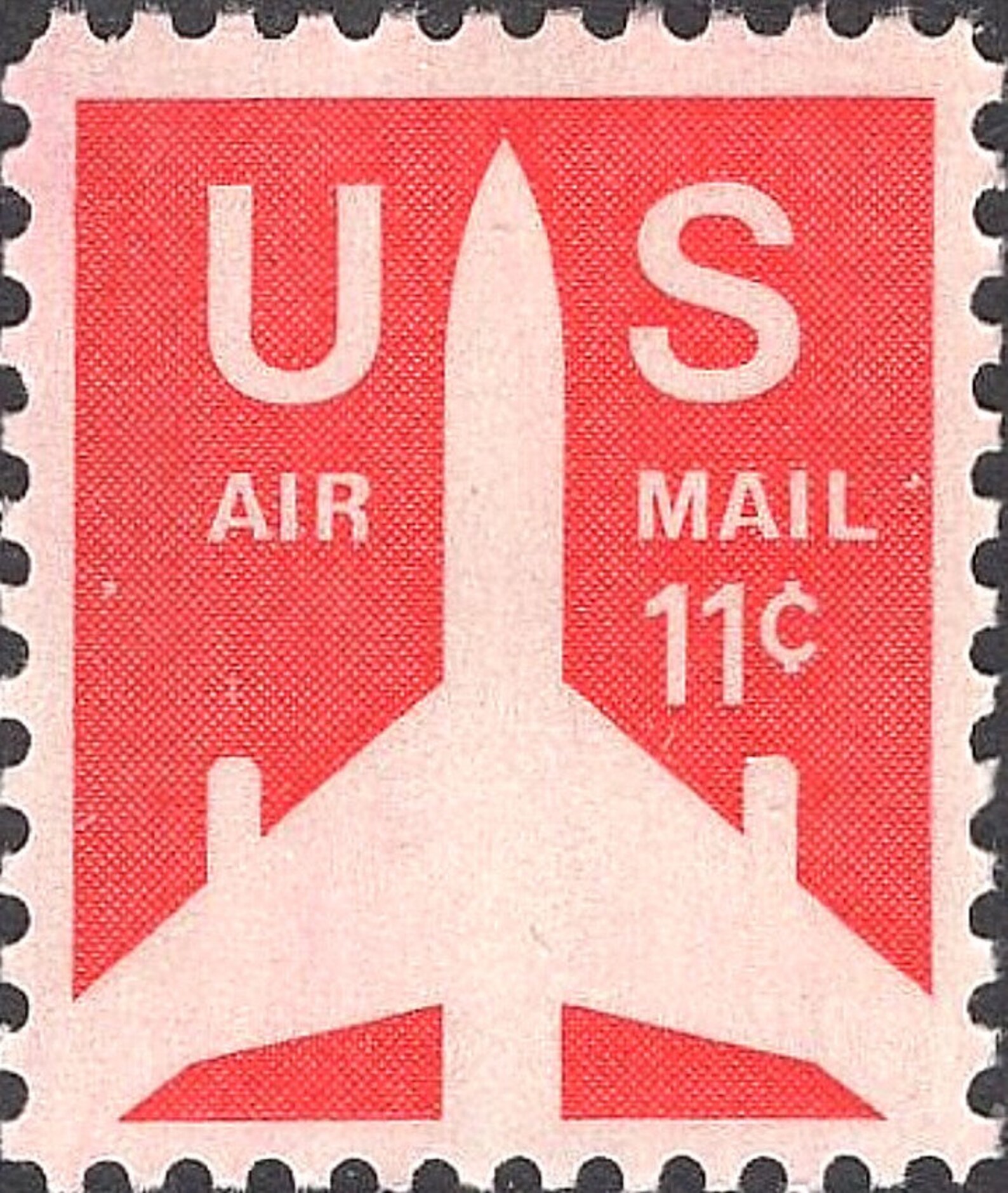 TEN 11c Jet Plane Airmail Stamp .. Vintage Unused Postage Stamps ...