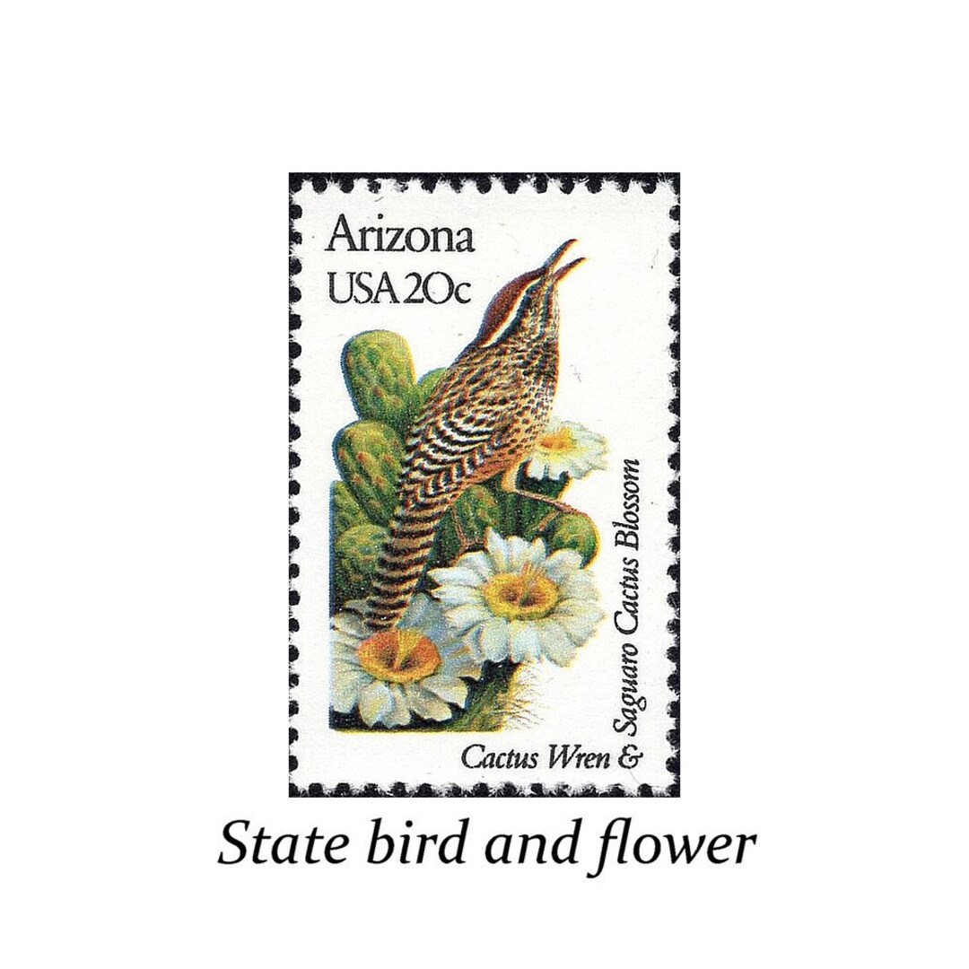 Five 20c ARIZONA State Bird and Flower Stamps | Vintage Unused US ...