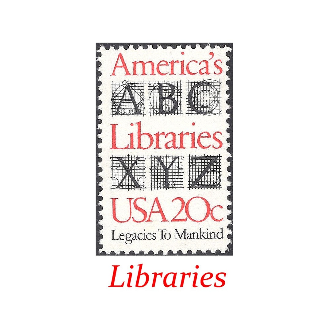 20c America's Libraries Stamp | Vintage Unused Postage Stamp | Pack of ...