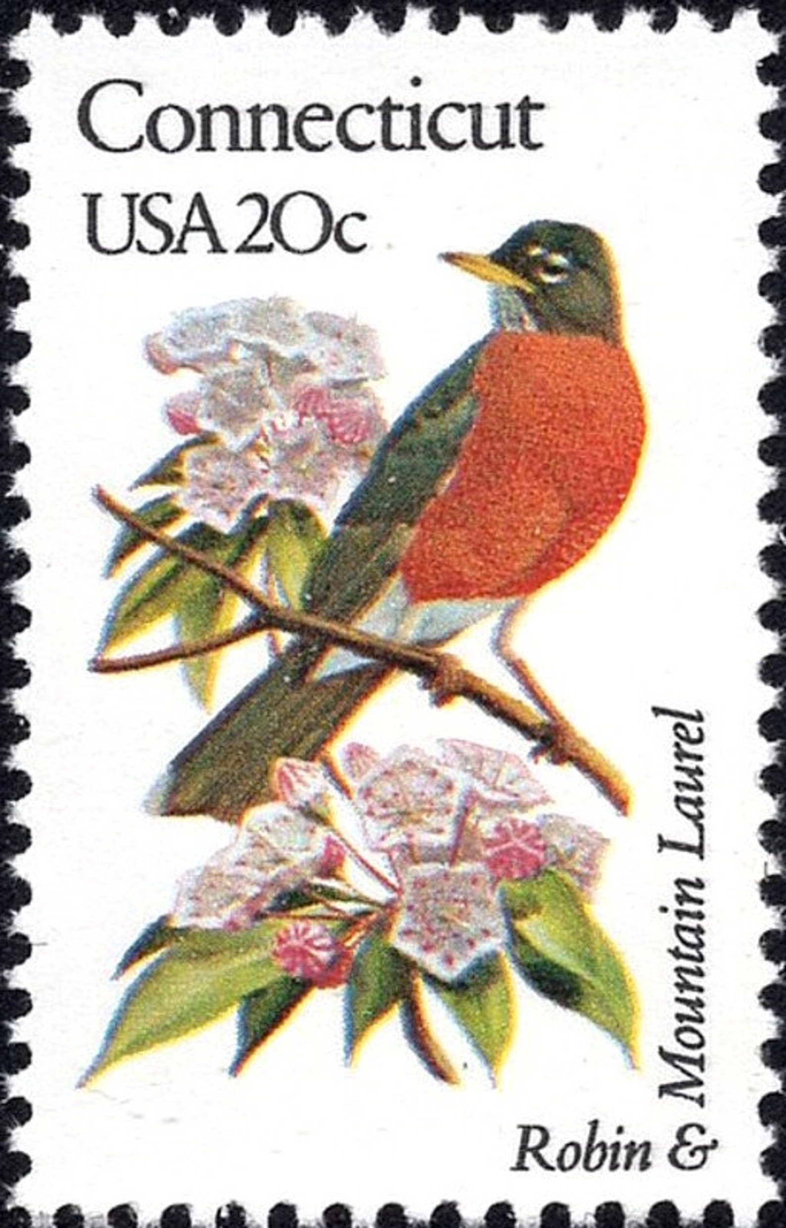 Five 20c CONNECTICUT State Bird and Flower Stamps Vintage - Etsy