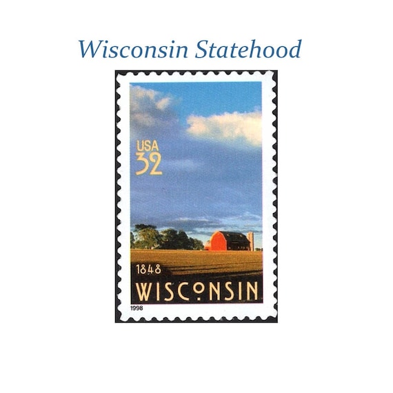 32c WISCONSIN Statehood stamp Vintage Unused US Postage | Etsy
