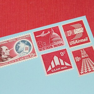 RED Airmail STAMPS | Unused Vintage US Postage Stamps | Enough to Mail ...