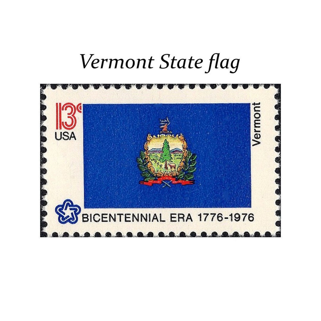 TEN 13c Vermont State Flag Stamp | Vintage Unused US Postage Stamps ...