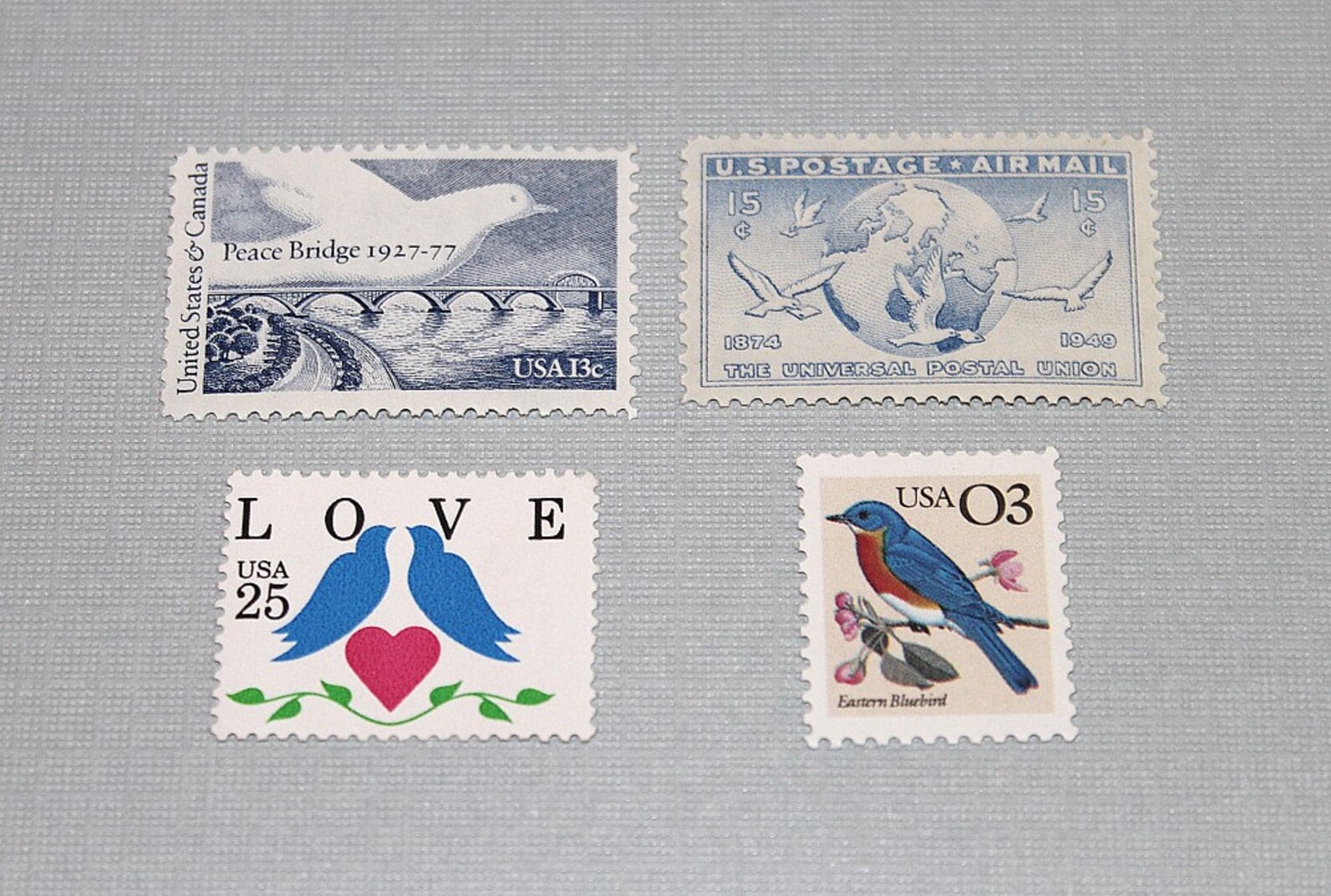 LOVE .. Blue Birds .. Unused Vintage Postage Stamps .. enough | Etsy