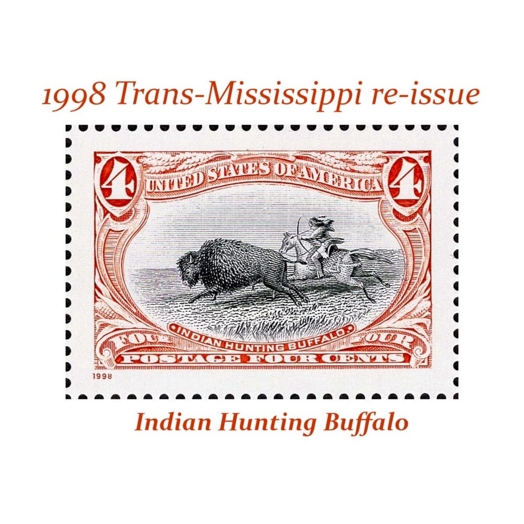 Five 4c Indian Hunting Buffalo Stamp .. Vintage Unused US Postage ...