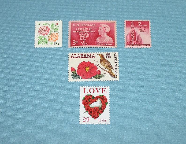 Rose Love .. Red .. Unused Vintage US Postage Stamps Enough - Etsy