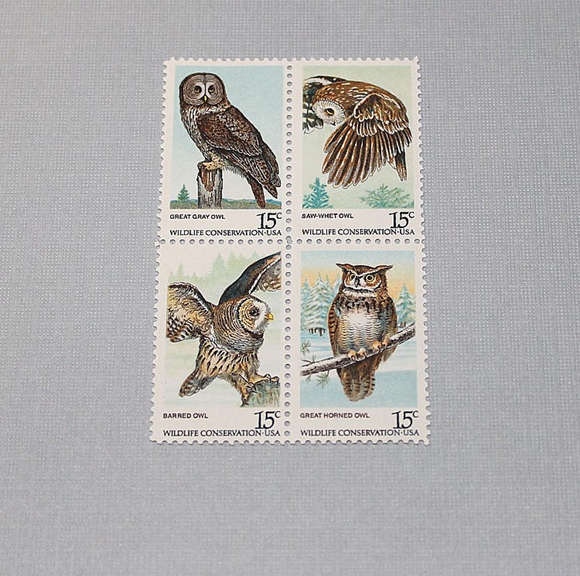 Twenty 15c American Owls Stamps | 4 Different Owls Featured | Vintage ...