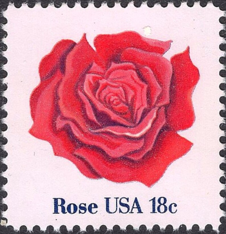 TEN 18c Rose Flower Stamp Vintage Unused Postage Stamp | Etsy