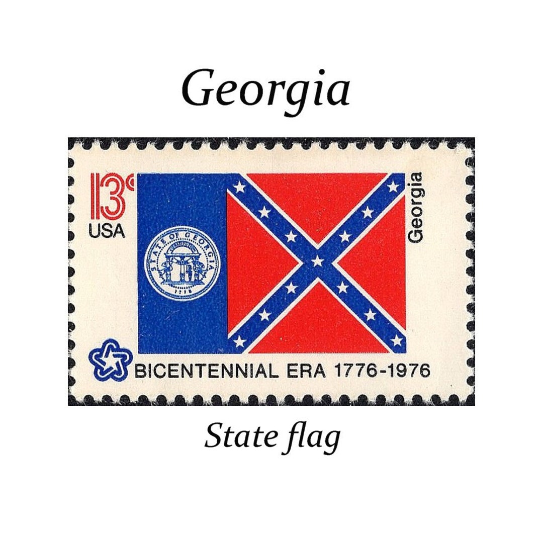 TEN 13c GEORGIA State Flag Stamp | Vintage Unused US Postage Stamps ...