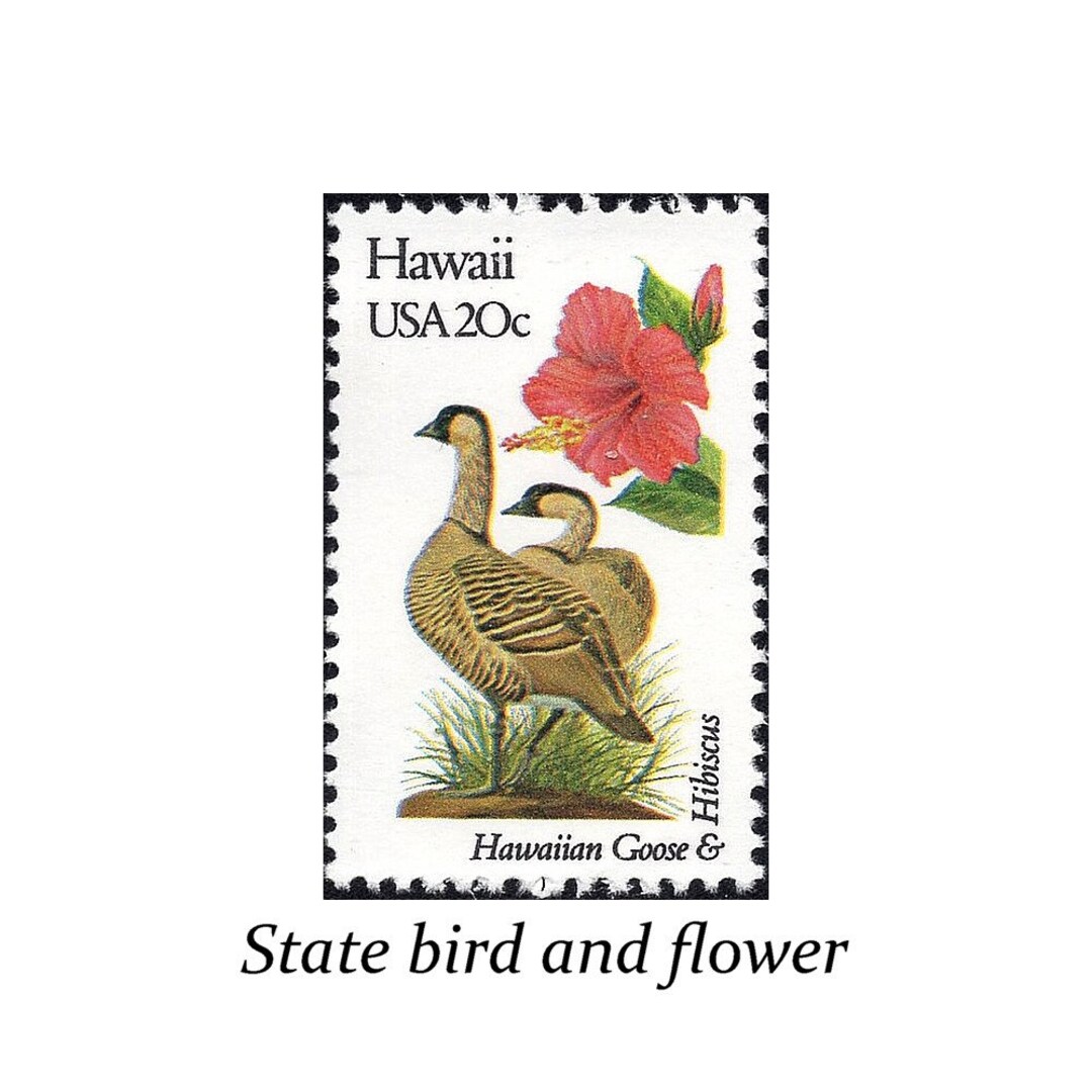 FIVE 20c HAWAII State Bird and Flower Stamps| Vintage Unused US Postage ...
