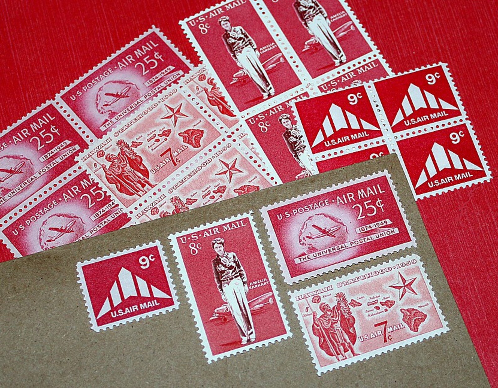 RED Airmail STAMPS Too .. Unused Vintage Postage Stamps .. - Etsy