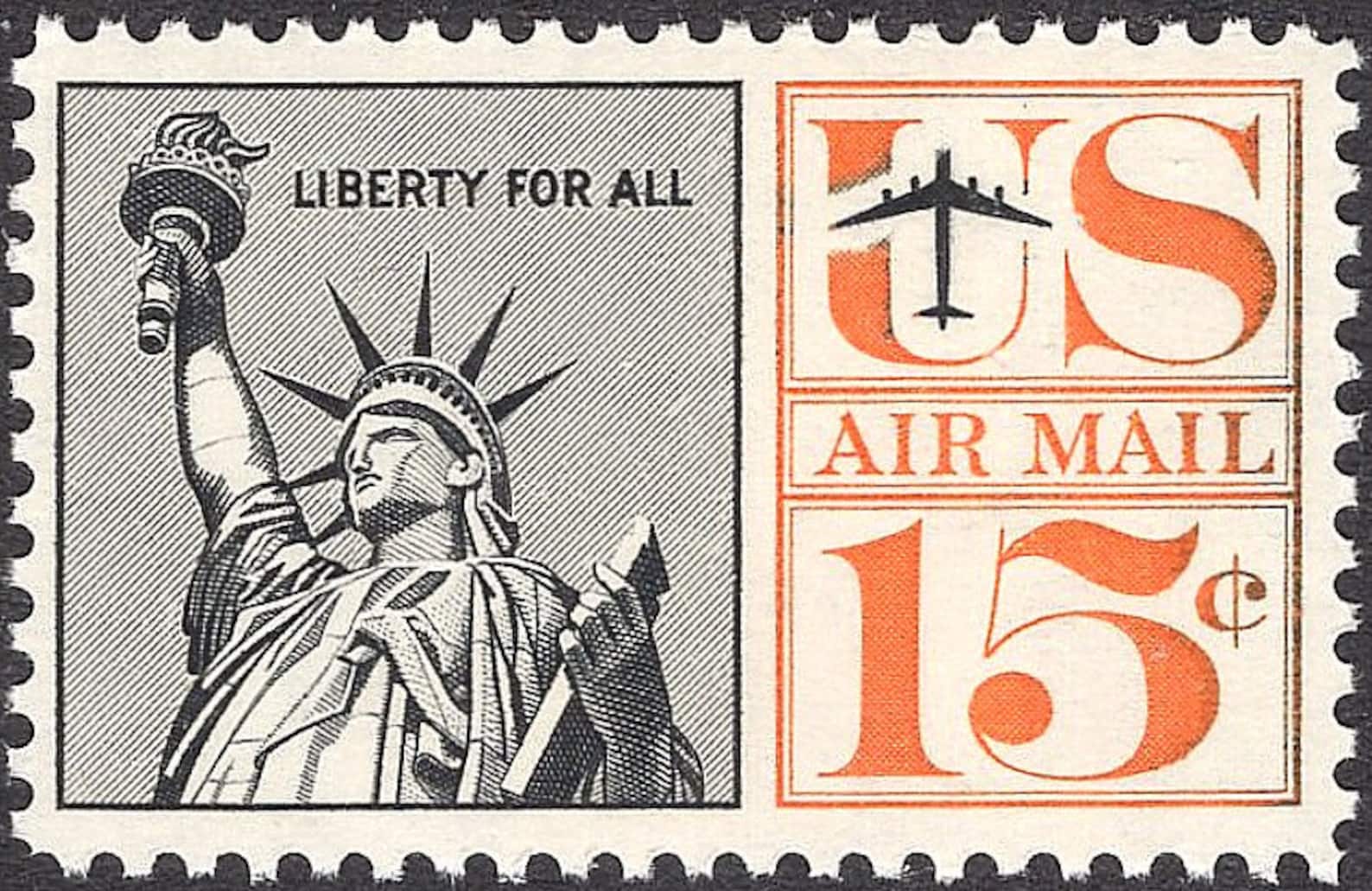 TEN 15c Statue of Liberty Airmail Stamp .. Vintage Unused US | Etsy