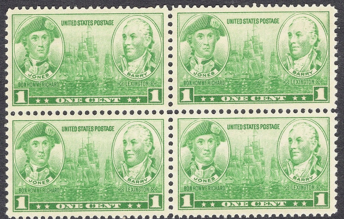 TEN 1c John Paul Jones-navy Stamp .. Vintage Unused US Postage Stamps ...