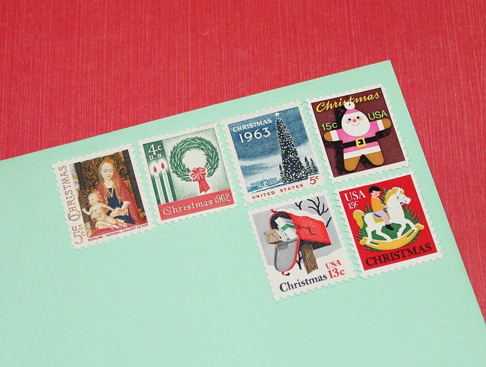 Little CHRISTMAS Postage Stamps .. Vintage Unused US Postage | Etsy