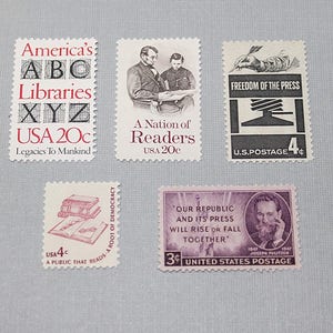 Books, Reading and Libraries | Unused Vintage US Postage Stamps | Mail ...