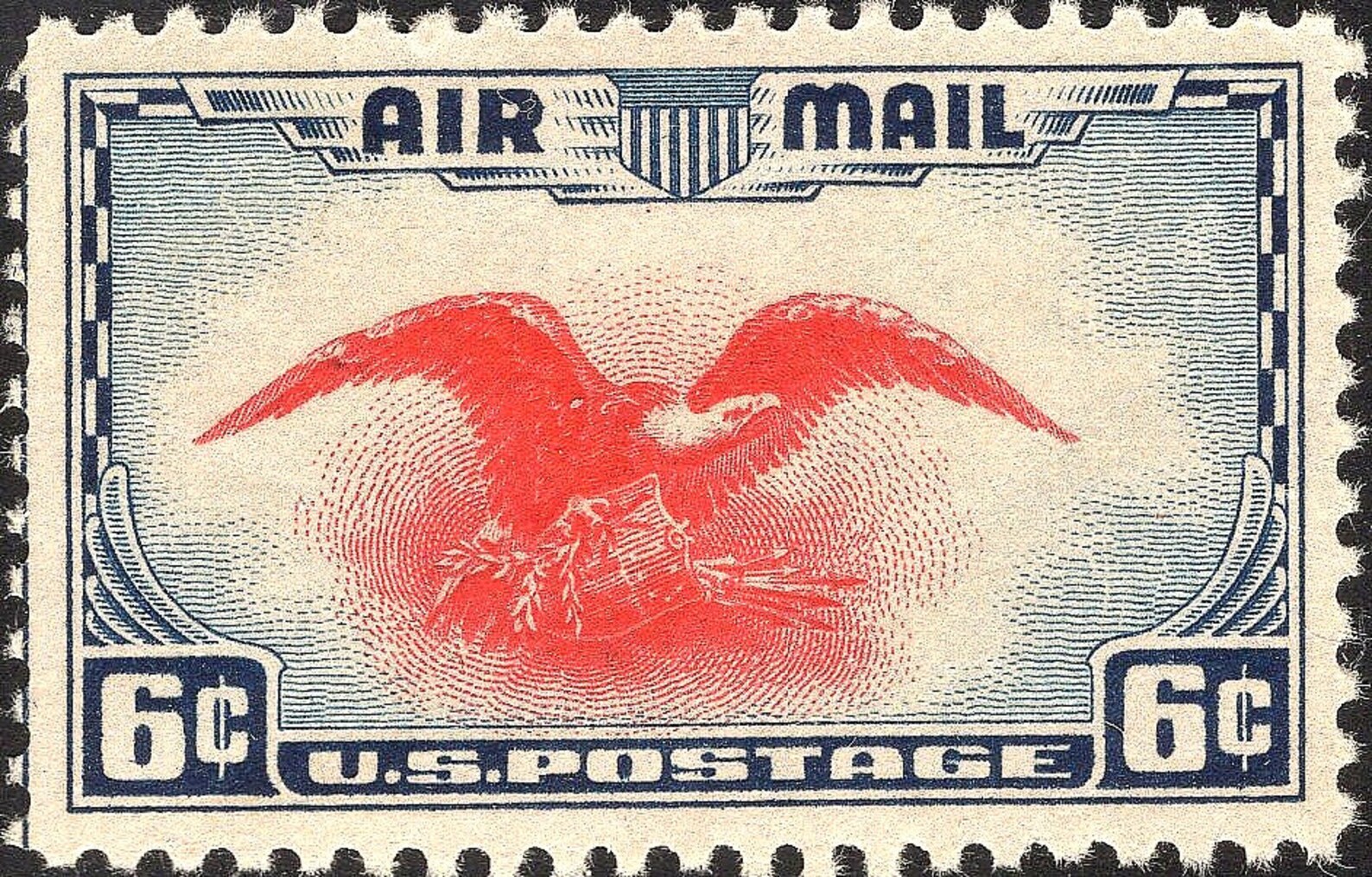 FIVE 6c Eagle With Shield Airmail Stamp Issue of 1938 Pack of 5 Vintage ...
