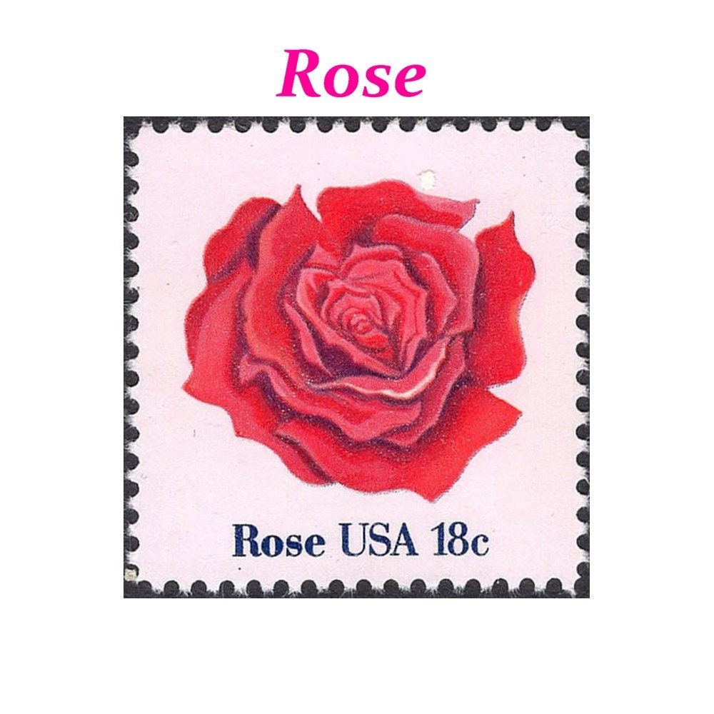 TEN 18c Rose Flower stamp Vintage Unused Postage Stamp | Etsy