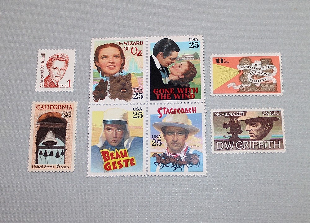 Classic Movies .. Unused Vintage Postage Stamps .. enough to | Etsy