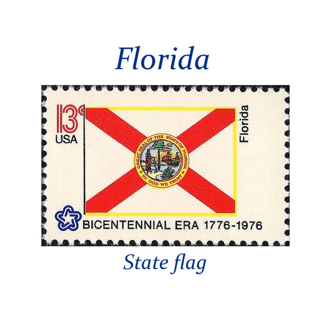TEN 13c FLORIDA State Flag Stamp | Vintage Unused US Postage Stamps ...