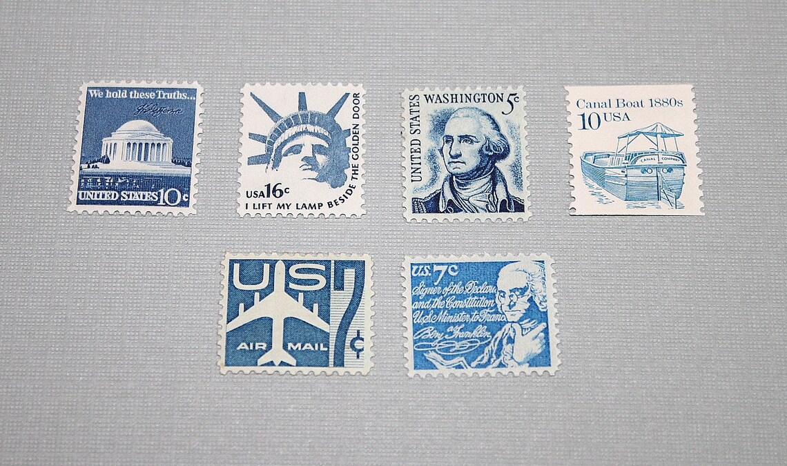 Little BLUE Stamps .. Unused Vintage Postage Stamps .. Enough - Etsy