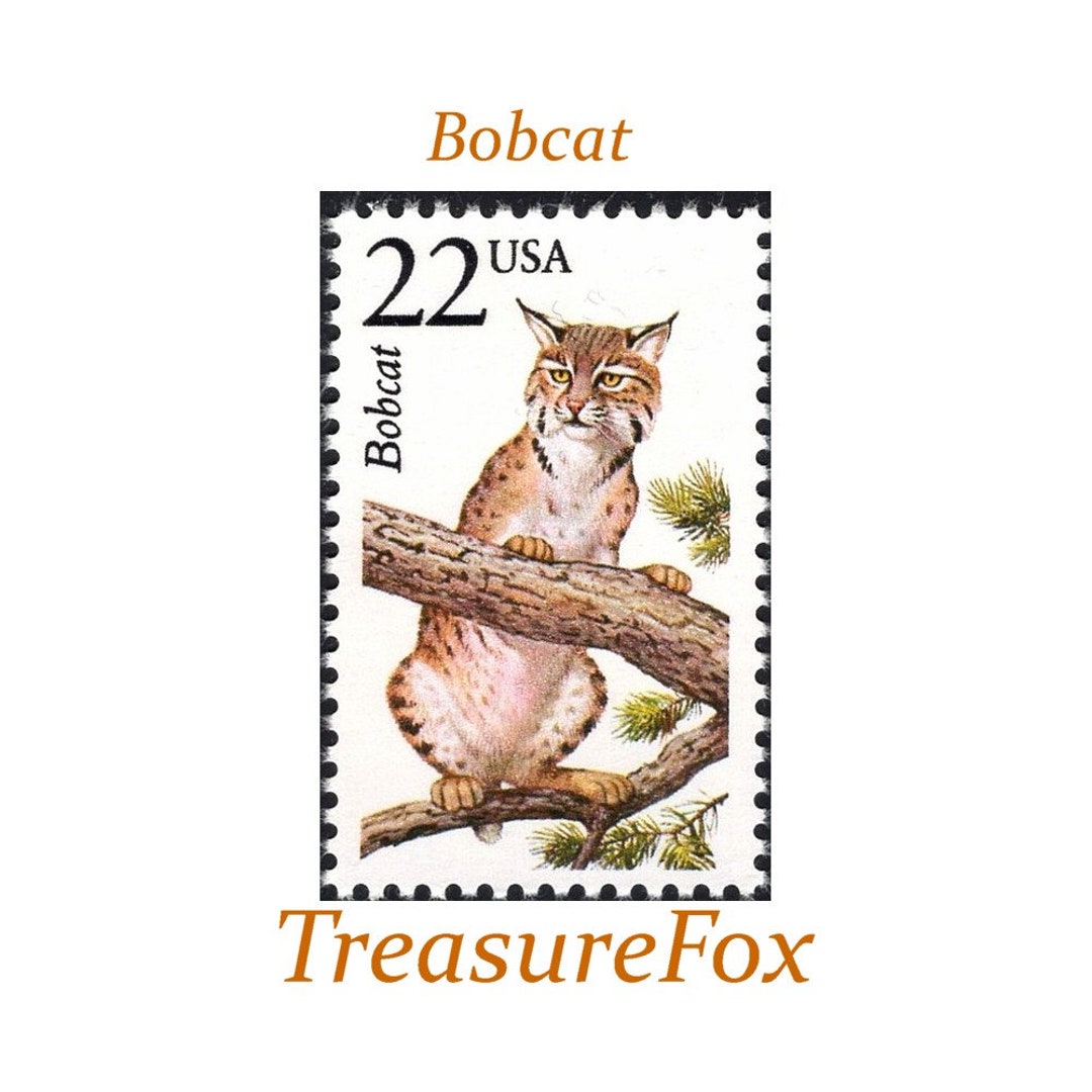 Five 22c Bobcat Stamps .. Unused US Postage Stamps .. Pack of 5 Stamps ...