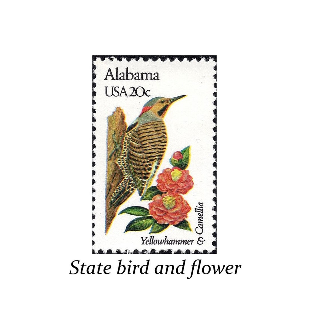 Five 20c ALABAMA State Bird and Flower Stamps | Vintage Unused US ...