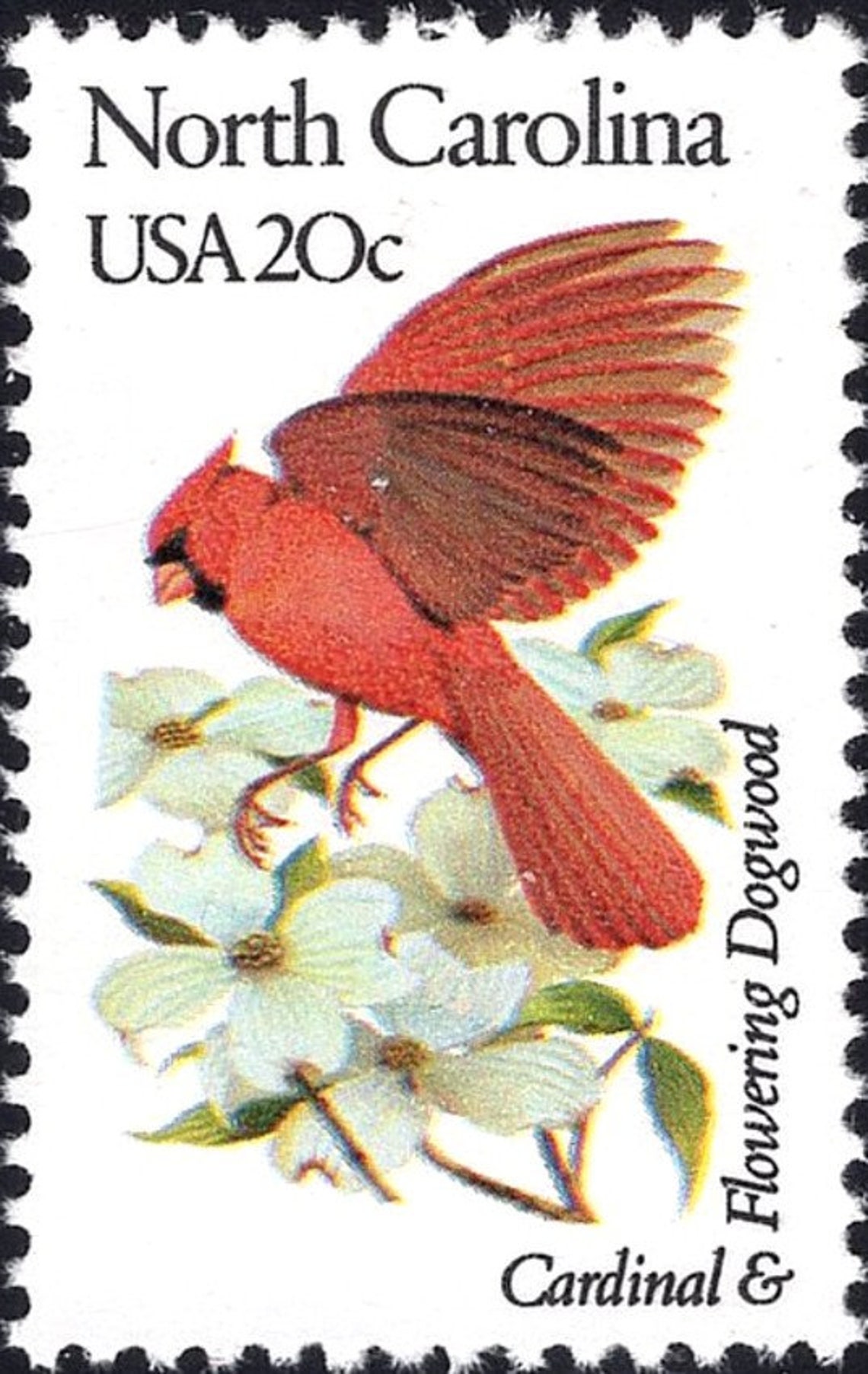 Five 20c NORTH CAROLINA State Bird and Flower Stamp Vintage | Etsy