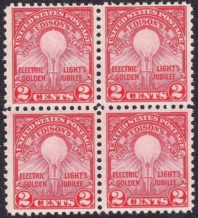 2c Edison Light Bulb Stamp of 1929 .. Pack of 5 .. Vintage | Etsy