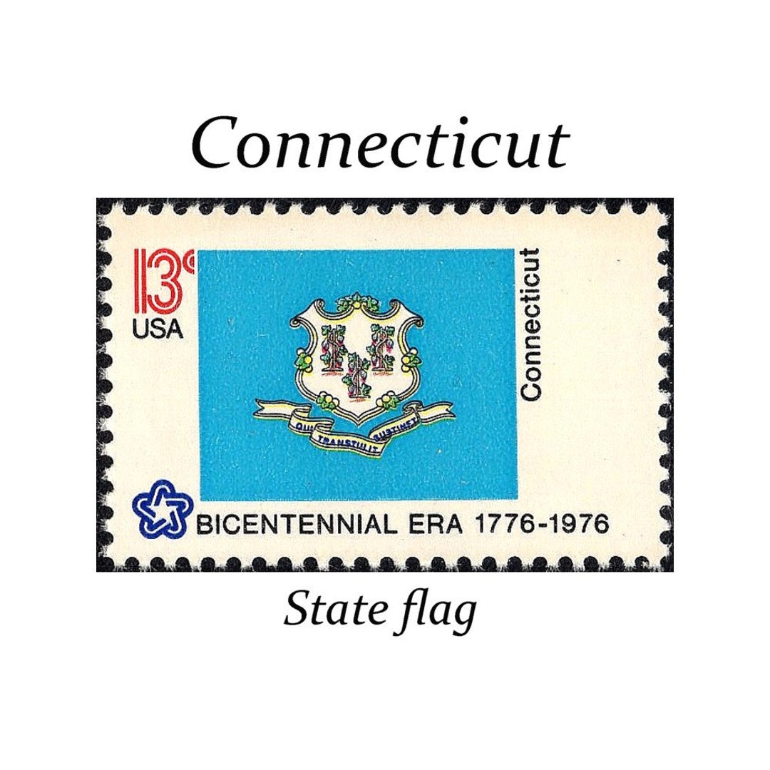 TEN 13c Connecticut State Flag Stamp | Vintage Unused US Postage Stamps ...