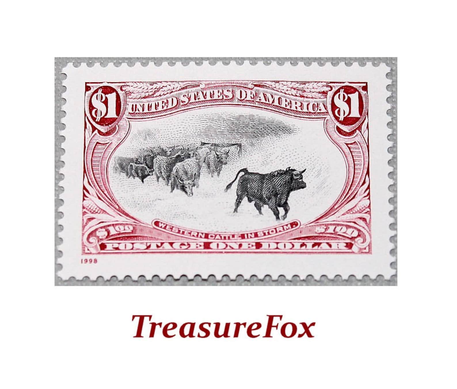 FIVE 1-dollar Cattle Stamps Pack of 5 Vintage Unused Postage - Etsy