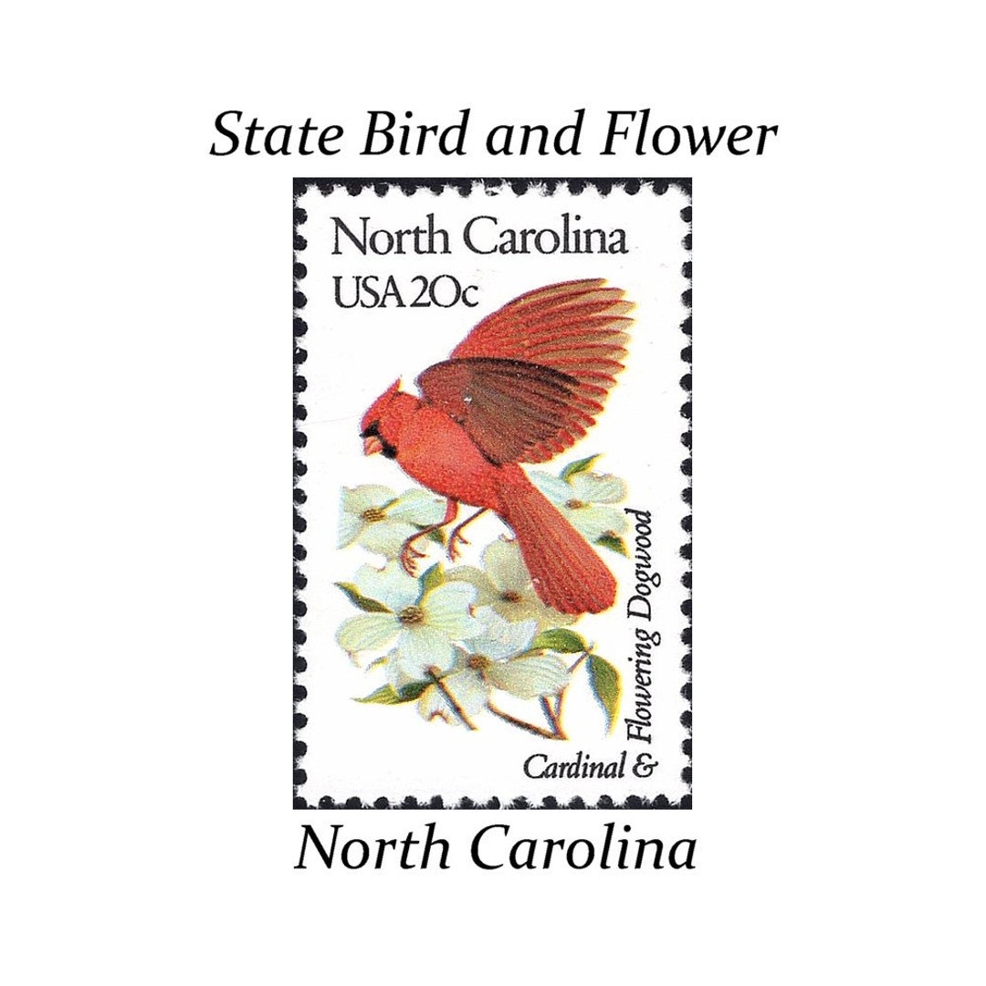 Five 20c NORTH CAROLINA State Bird and Flower Stamp | Vintage Unused US ...