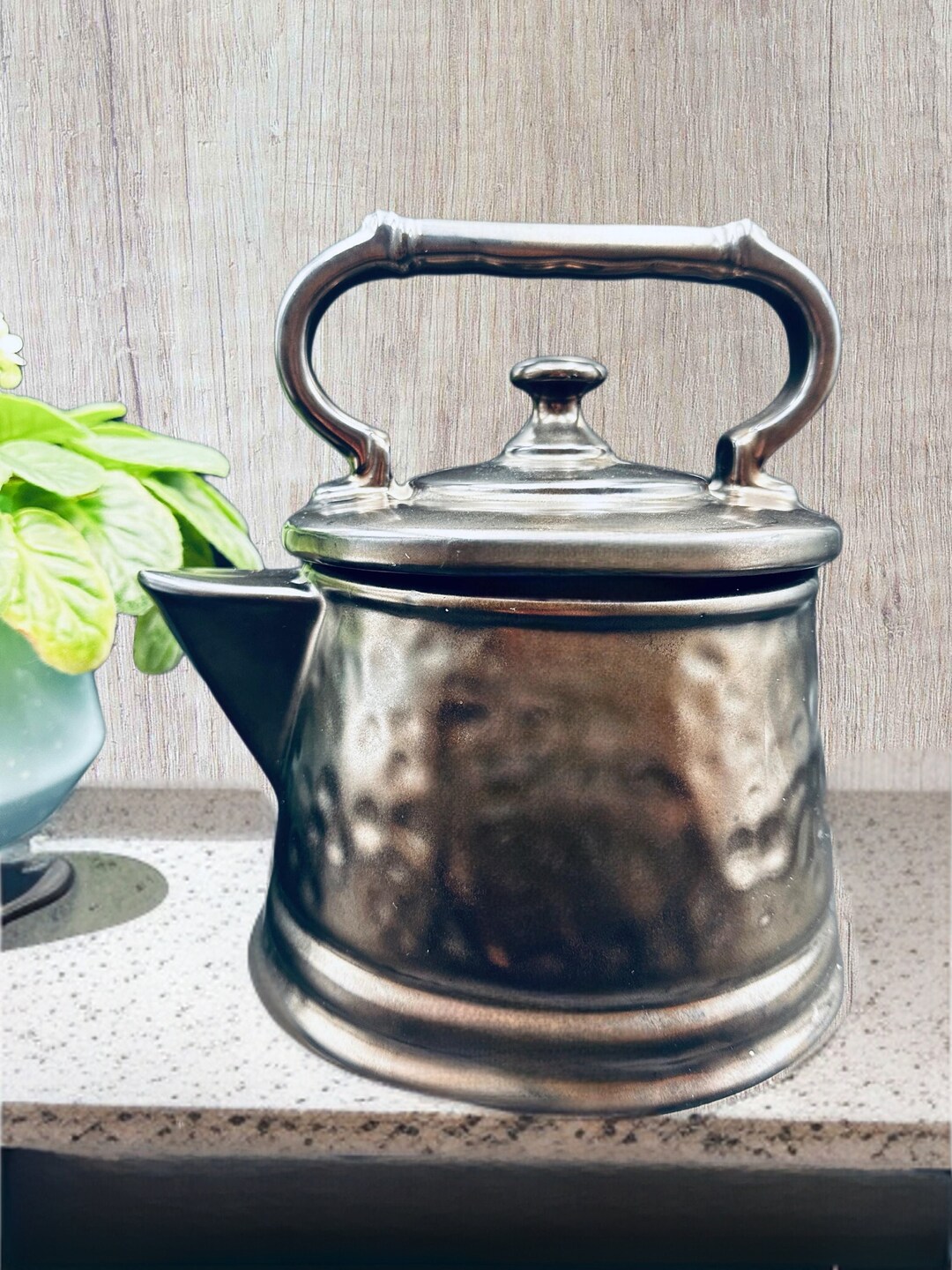 Cookie Jar Mccoy USA Bronze Ceramic Kettle Cookie Jar Looks Like Metal ...