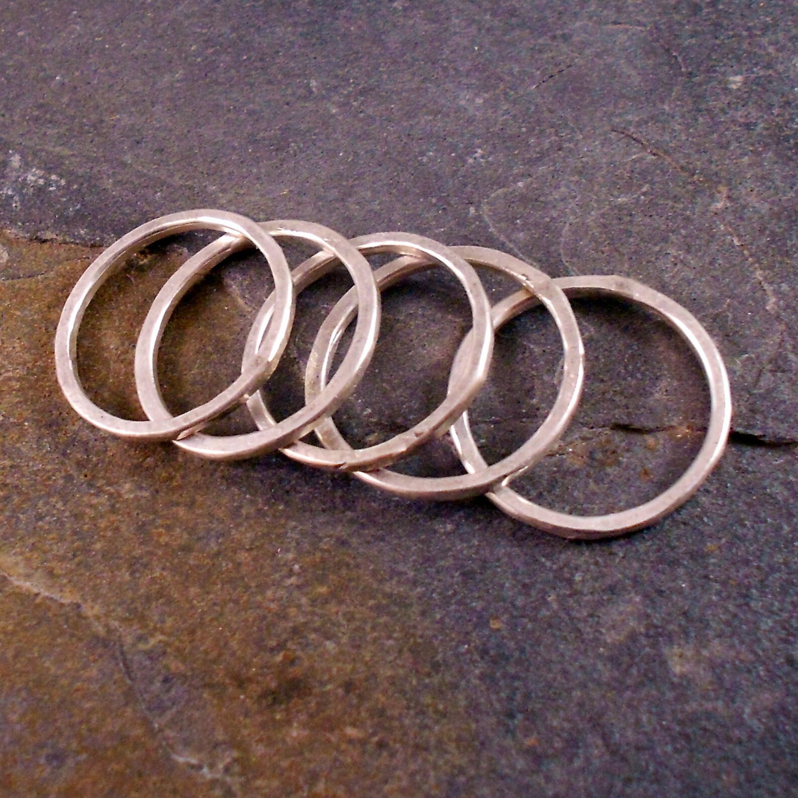 Sterling Silver Stacking Rings set of 5 - Etsy