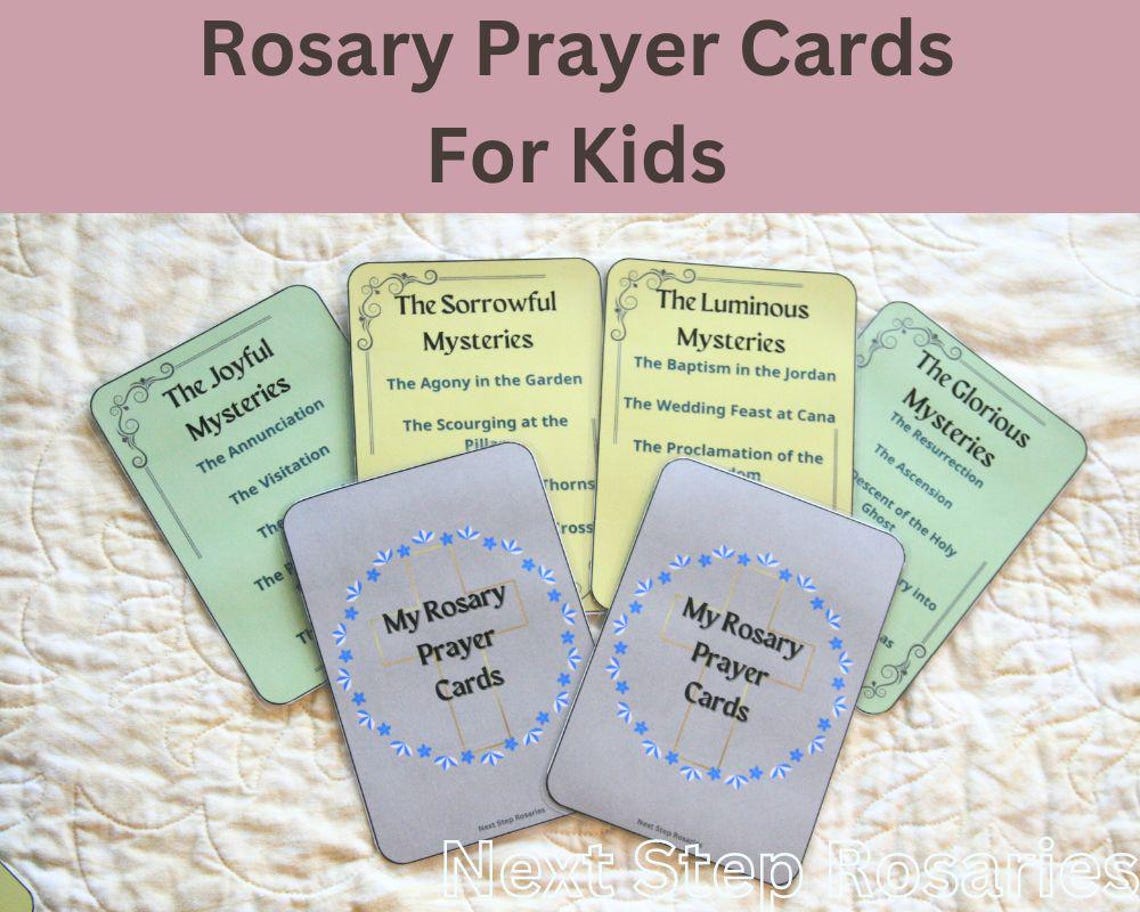Rosary Prayer Cards, Rosary Flashcards, Catholic Flashcards, Catholic ...