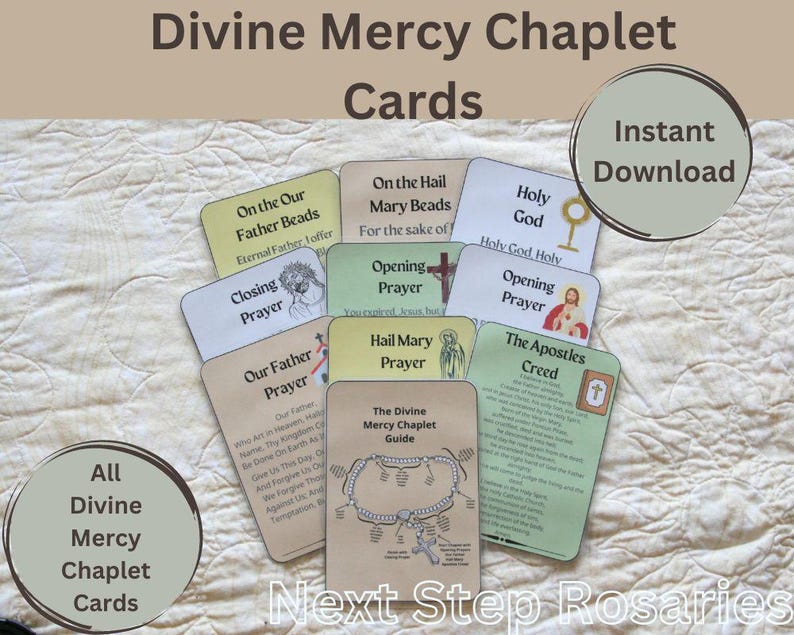 Divine Mercy Chaplet Cards, Catholic Flashcards, Prayer Cards, Holy ...